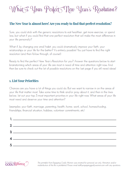 Looking for Christian New Year's Resolutions Ideas? Try these!